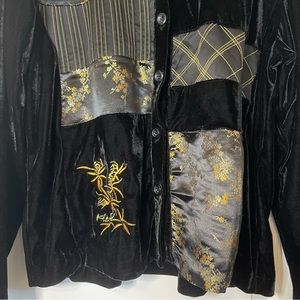 Robert Louis | Tops | Robert Louis Black Velvet And Silk Button Up ...
